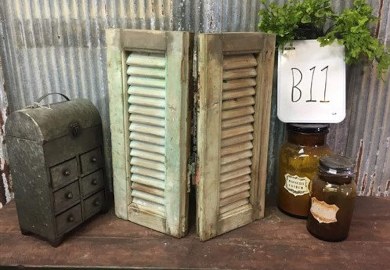 Small Green Antique Farmhouse Shutter Wood Shutter - Etsy