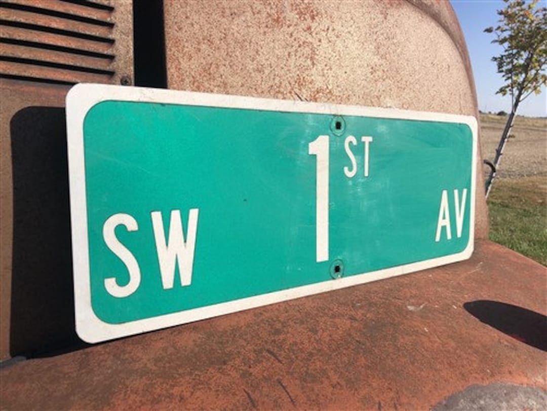 SW 1st Av Street Sign, 9x24 Vintage Green Road Sign, Metal Road Sign, C ...
