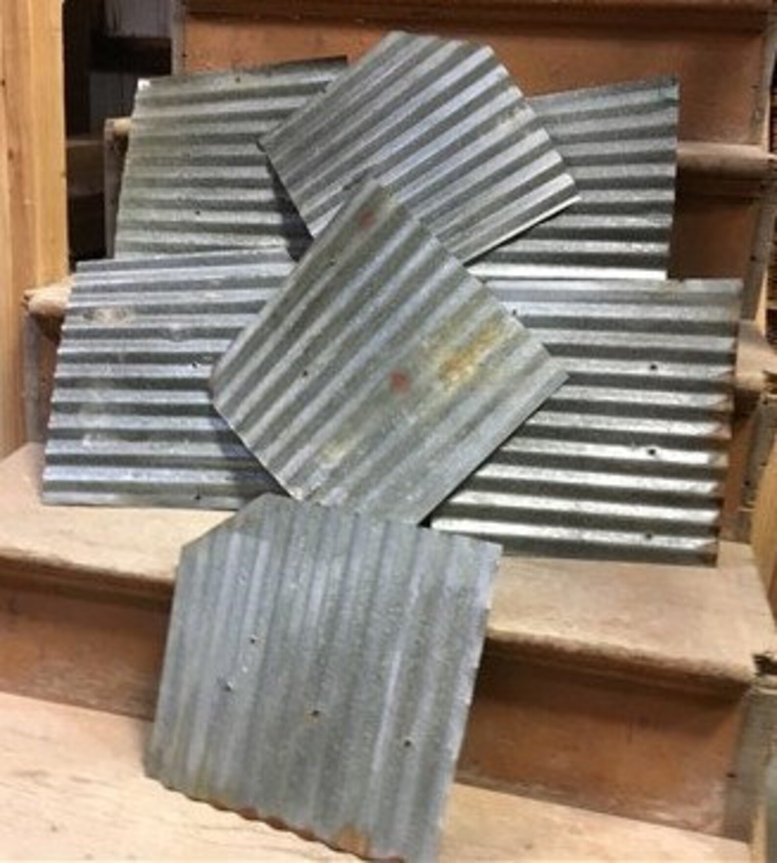 7 Pcs Corrugated Weathered Barn Tin Farmhouse Architectural Salvage ...