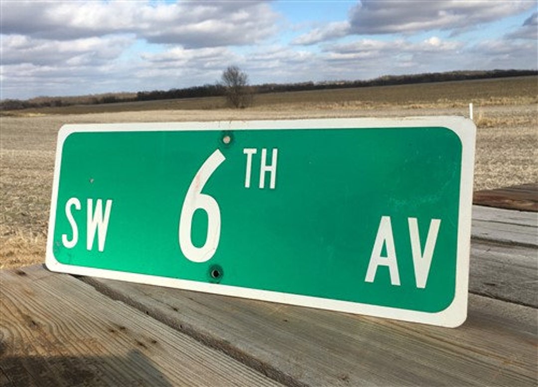 SW 6th AV Street Sign, 9x24 Vintage Green Road Sign, Metal Road Sign, F ...