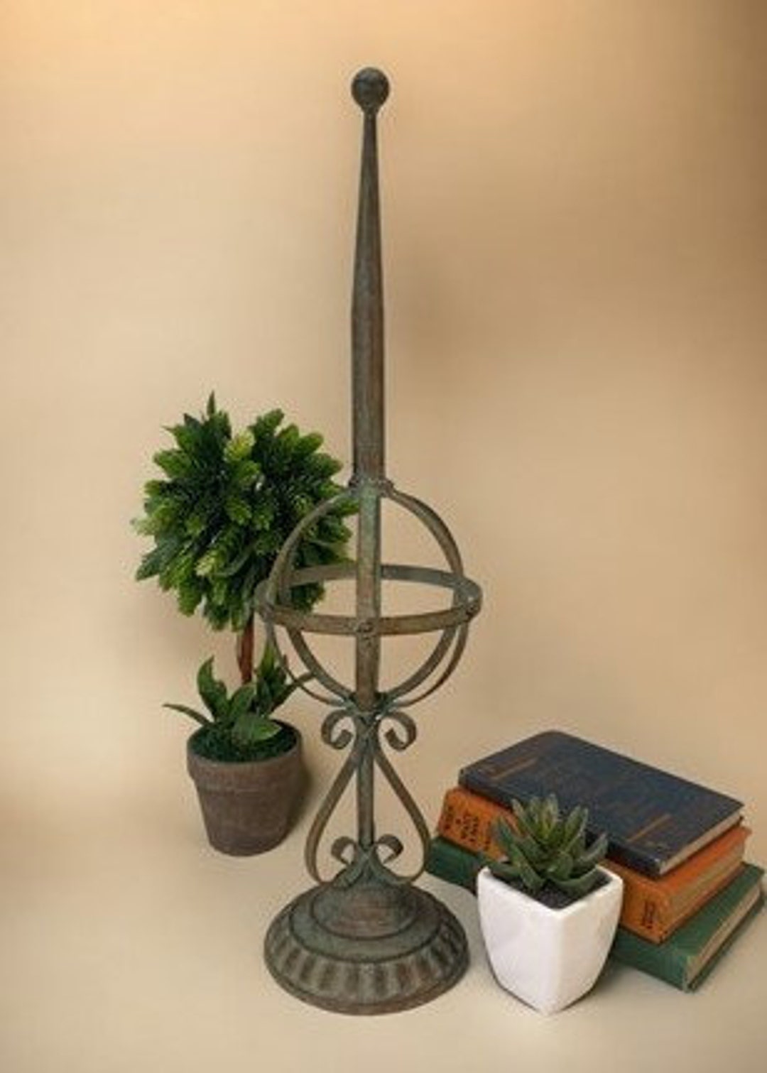 Distressed Metal Finial, Decorative Scroll Work Farmhouse Decor Vintage ...