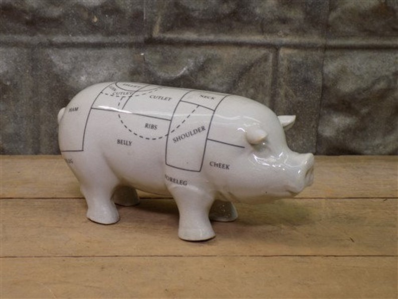 Pig Diagram Model Porcelain Pig Figurine Decor Ceramic - Etsy