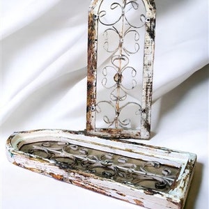 Pair Arched Wood Metal Gothic Window Frames, 10x25.5 Vintage Inspired ...