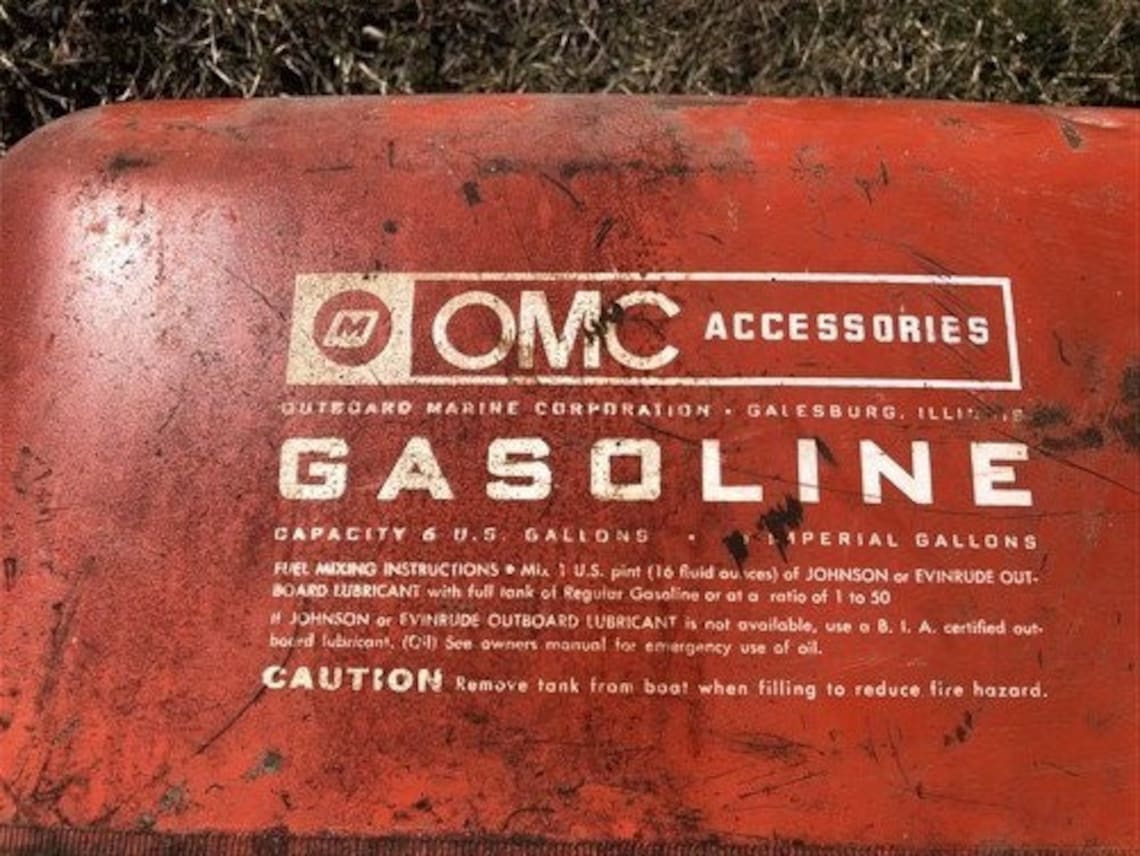 6 Gallon OMC Gasoline Gas Fuel Tank, Vintage Outboard Boat Motor Gas ...