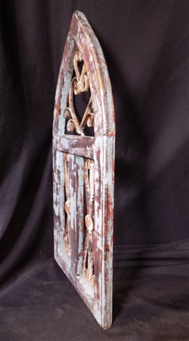 Blue Metal Heart Wood Window Frame Arched Architectural - Etsy