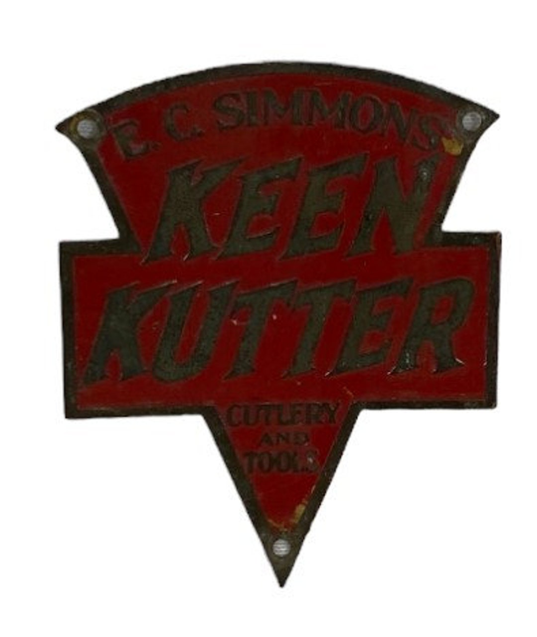 Keen Kutter Brass Enamel Logo Emblem Badge Vintage EC Simmons - Etsy
