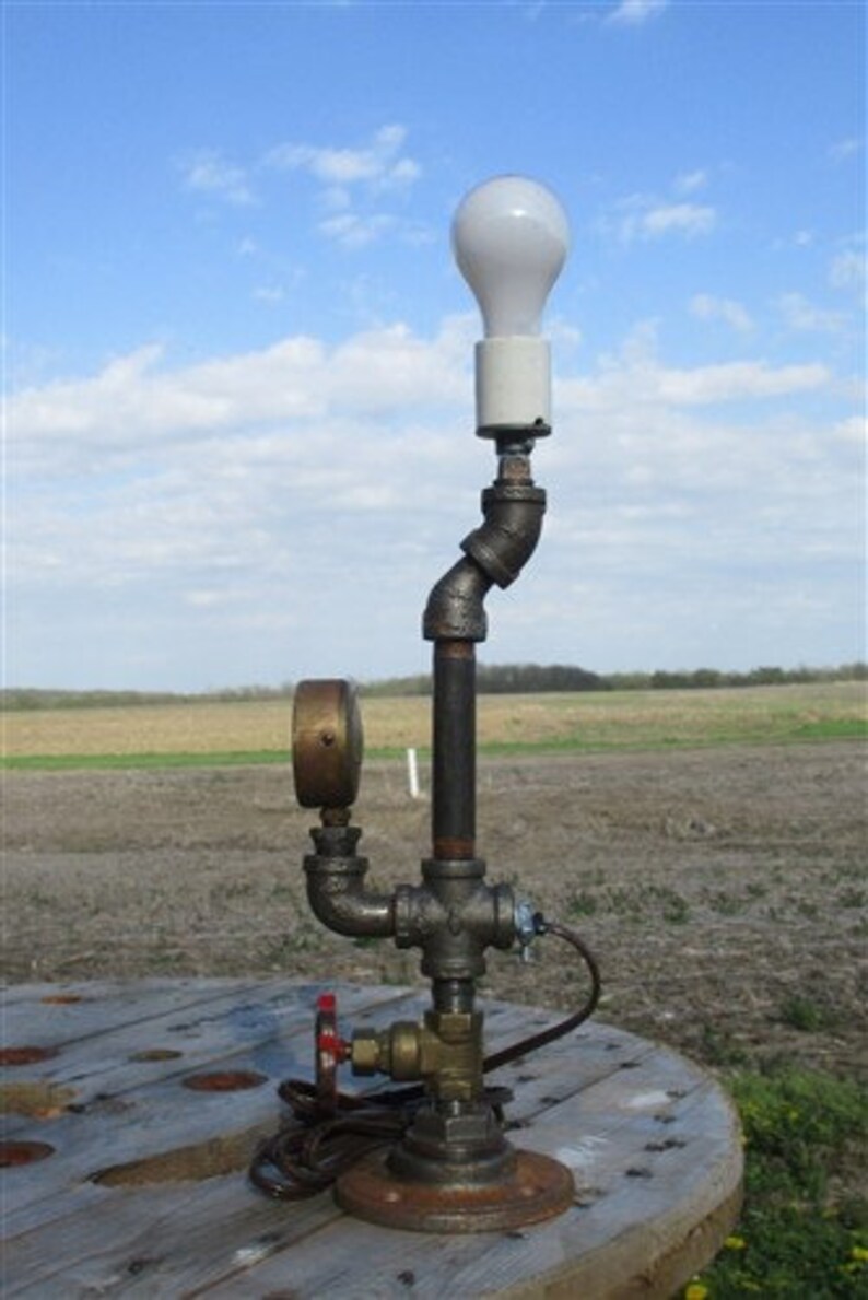 Steampunk Desk Lamp Pressure Gauge Plumbers Pipe Industrial - Etsy