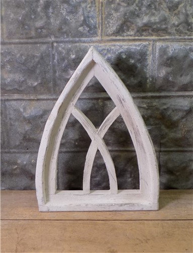 White Church Arched Window Frame Distressed Farmhouse Window | Etsy