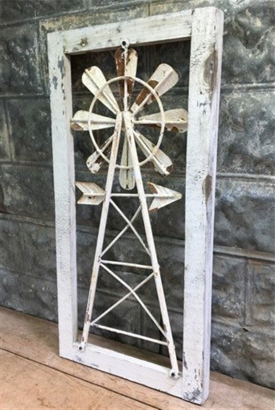Windmill Wood Metal Window Frame Rustic Farmhouse Decor - Etsy