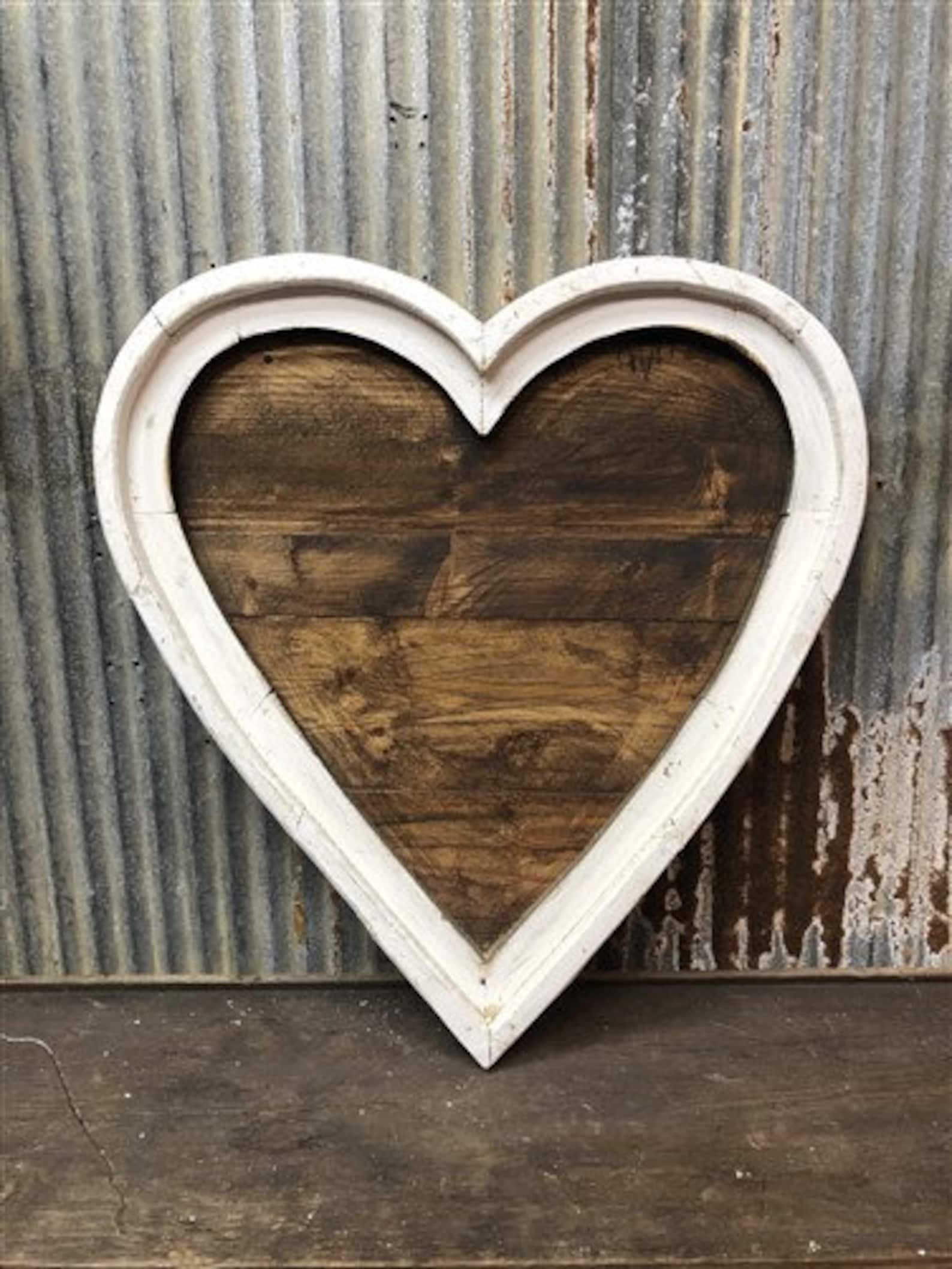 Wooden Heart Rustic Farmhouse Decor White Wood Home Art Decor - Etsy
