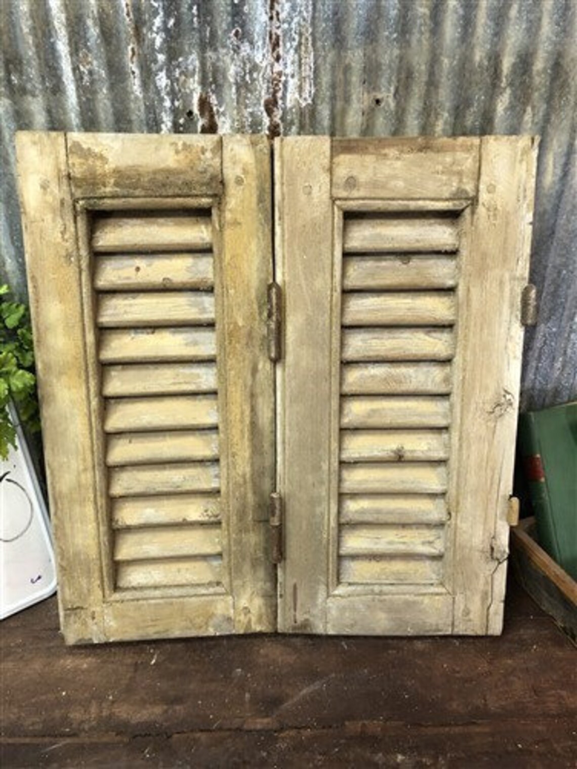 Small Antique Farmhouse Shutter Natural Wood Shutter | Etsy