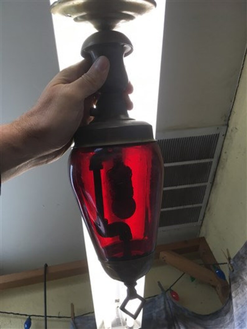 17 Brass Ruby Red Ceiling Swag Light Fixture Mid Century - Etsy