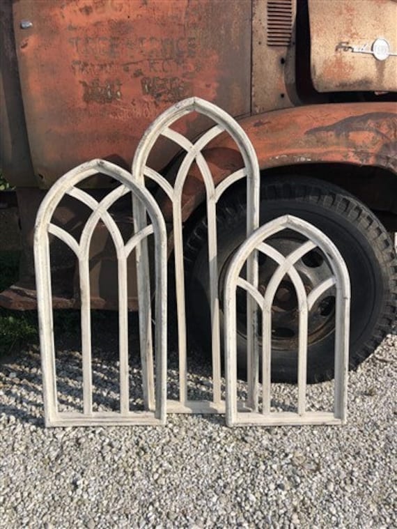 3 White Wood Farmhouse Window Frames Distressed Church - Etsy