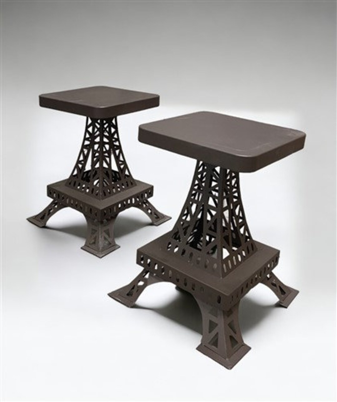 Pair Eiffel Tower Seats, Paris France, Metal Patio Furniture, Square ...