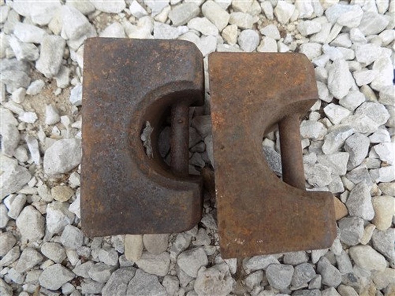 Pair 7 Lb Cast Iron Scale Weights Door Stop Paperweight Advertising ...