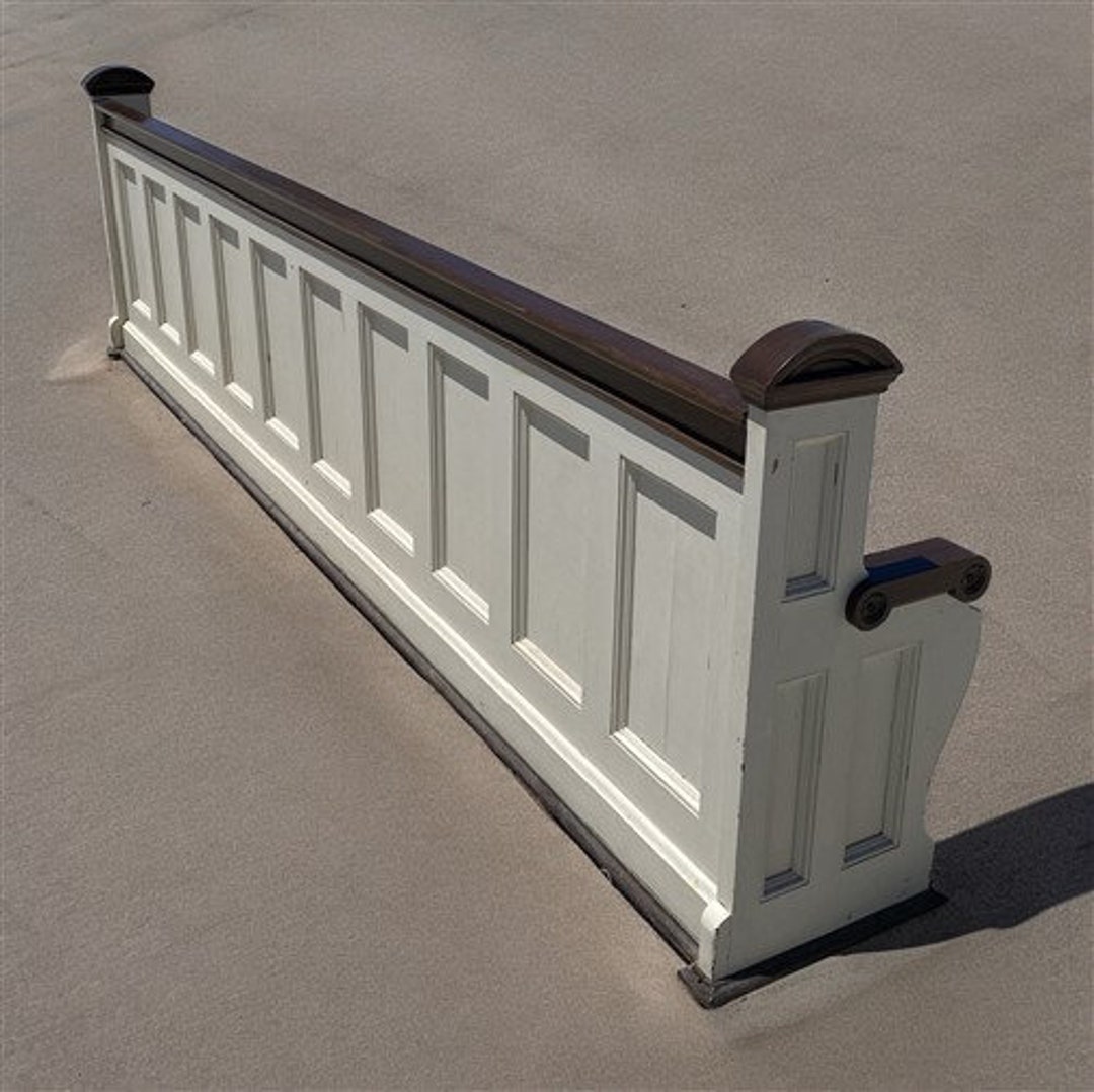 11' 9 Vintage Church Pew, Paneled Back Pew, Wooden Bench, Dining ...