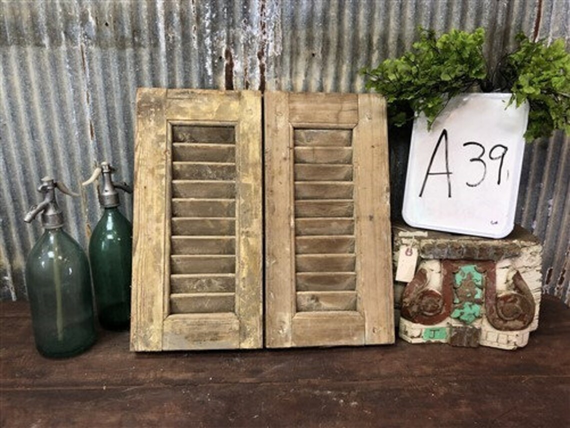 Small Antique Farmhouse Shutter Natural Wood Shutter - Etsy