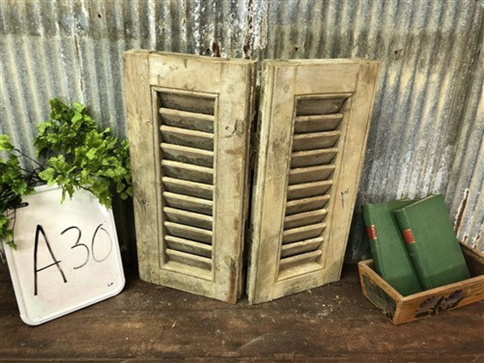Small Antique Farmhouse Shutter Natural Wood Shutter | Etsy