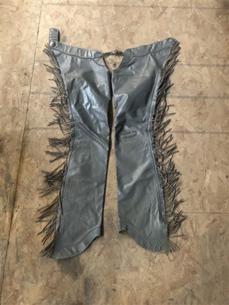 Gray Leather Fringed Chaps Cowboy Western Concho Rodeo - Etsy