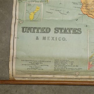 United States Mexico Nystrom Map, Vintage Canvas Historical Wall Art ...