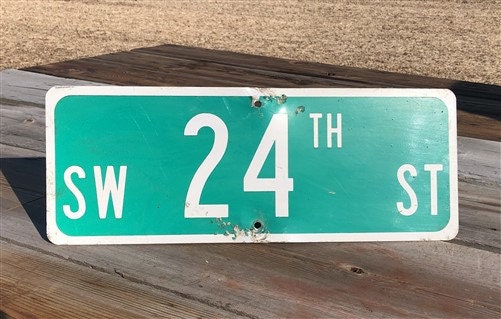 SW 24th ST Street Sign, 9x24 Vintage Green Road Sign, Metal Road Sign ...