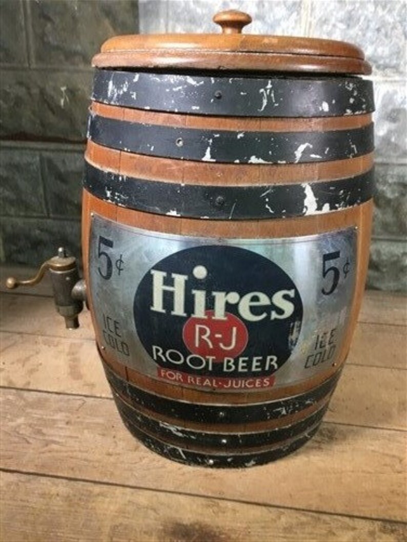 Hires R-J Root Beer Barrel, Soda Fountain Tap Dispenser Keg Advertising ...
