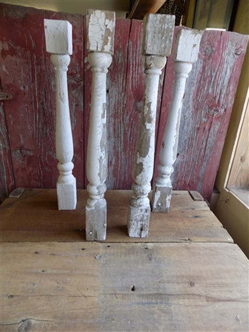 4 Balusters White Wood Architectural Salvage Spindles Porch | Etsy