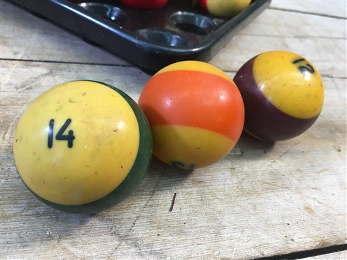 Billiard Pool Balls Table Game Hall Balls 2 1/4 Inch Stripes | Etsy