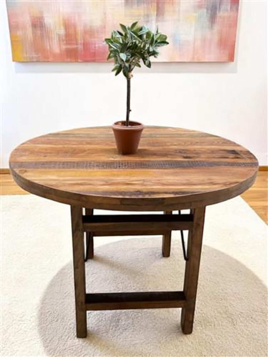 Rustic Round Table, Vintage Dining Room Table, Kitchen Island, Game ...