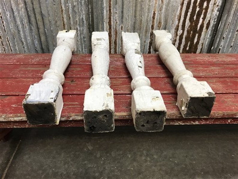4 Balusters White Wood Architectural Salvage Spindles Porch | Etsy