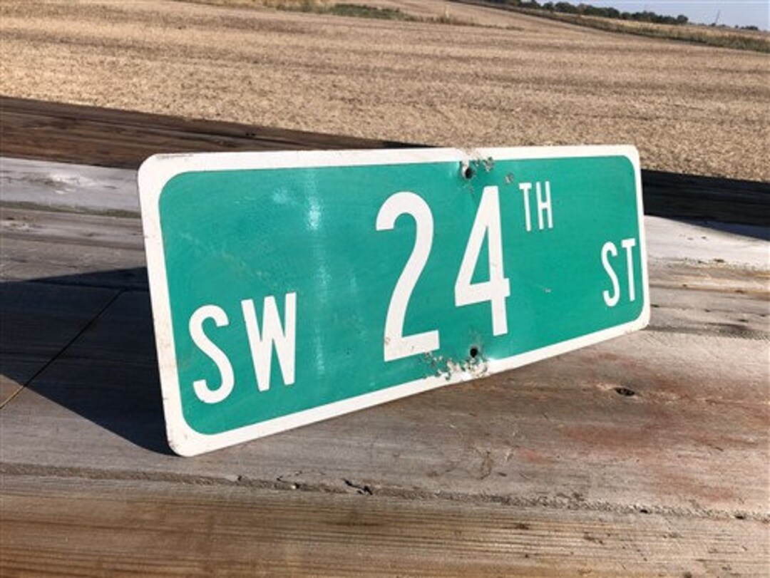 SW 24th ST Street Sign, 9x24 Vintage Green Road Sign, Metal Road Sign ...