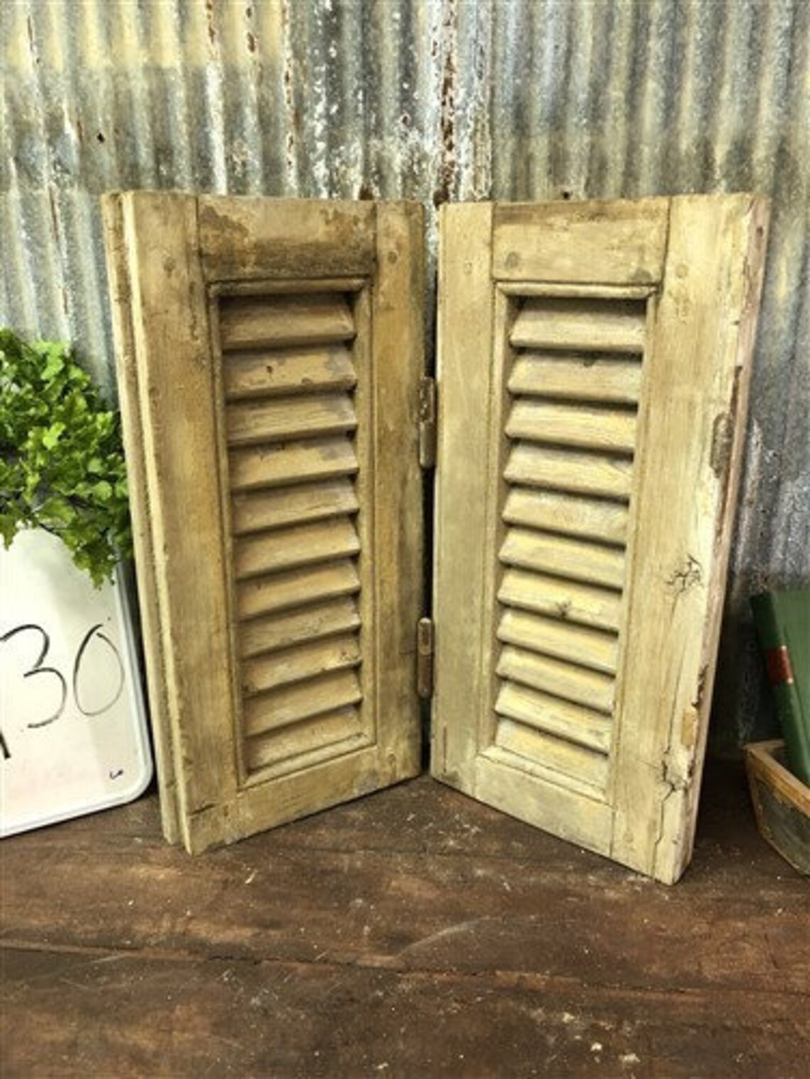 Small Antique Farmhouse Shutter Natural Wood Shutter - Etsy