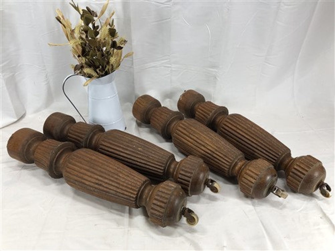 4 Wood Table Legs, Harvest Folk Art Architectural Salvage, Vintage ...