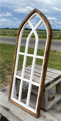 2 Tone Arched Cathedral Window Frame, Wooden Church Frame, Gothic ...