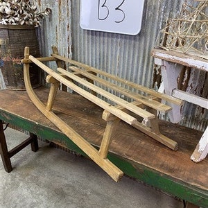 Wooden Snow Sled, Christmas Winter Décor, Classic European Style Wood ...