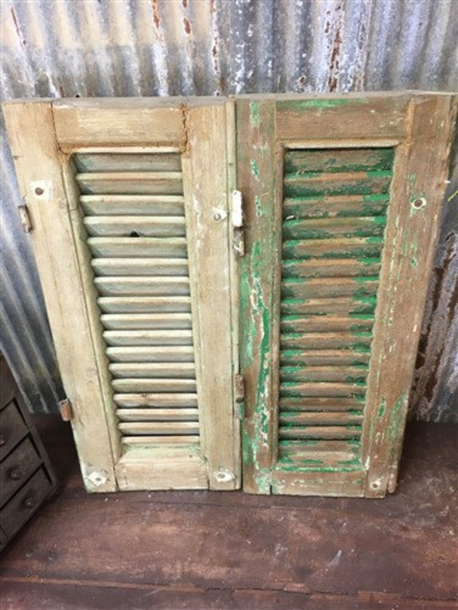Small Green Antique Farmhouse Shutter Wood Shutter | Etsy