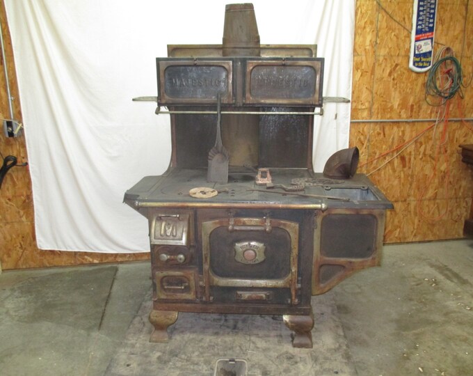 Majestic Cast Iron Cook Stove Wood Burning Coal Vintage Morning Parlor ...