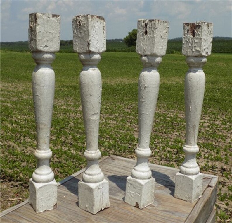 4 Balusters White Wood Architectural Salvage Spindles Porch | Etsy