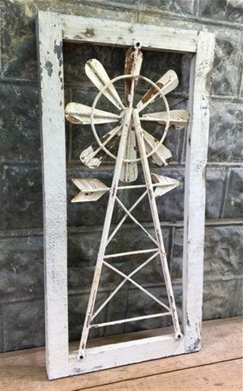 Windmill Wood Metal Window Frame Rustic Farmhouse Decor - Etsy