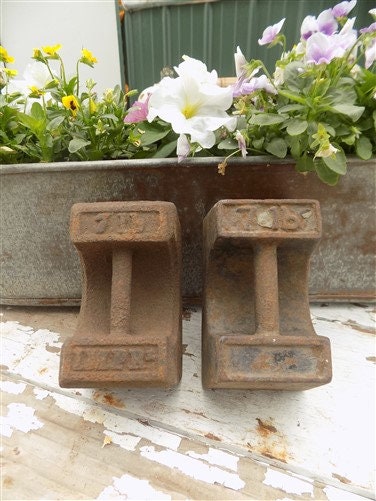 Pair 7 Lb Cast Iron Scale Weights Door Stop Paperweight - Etsy