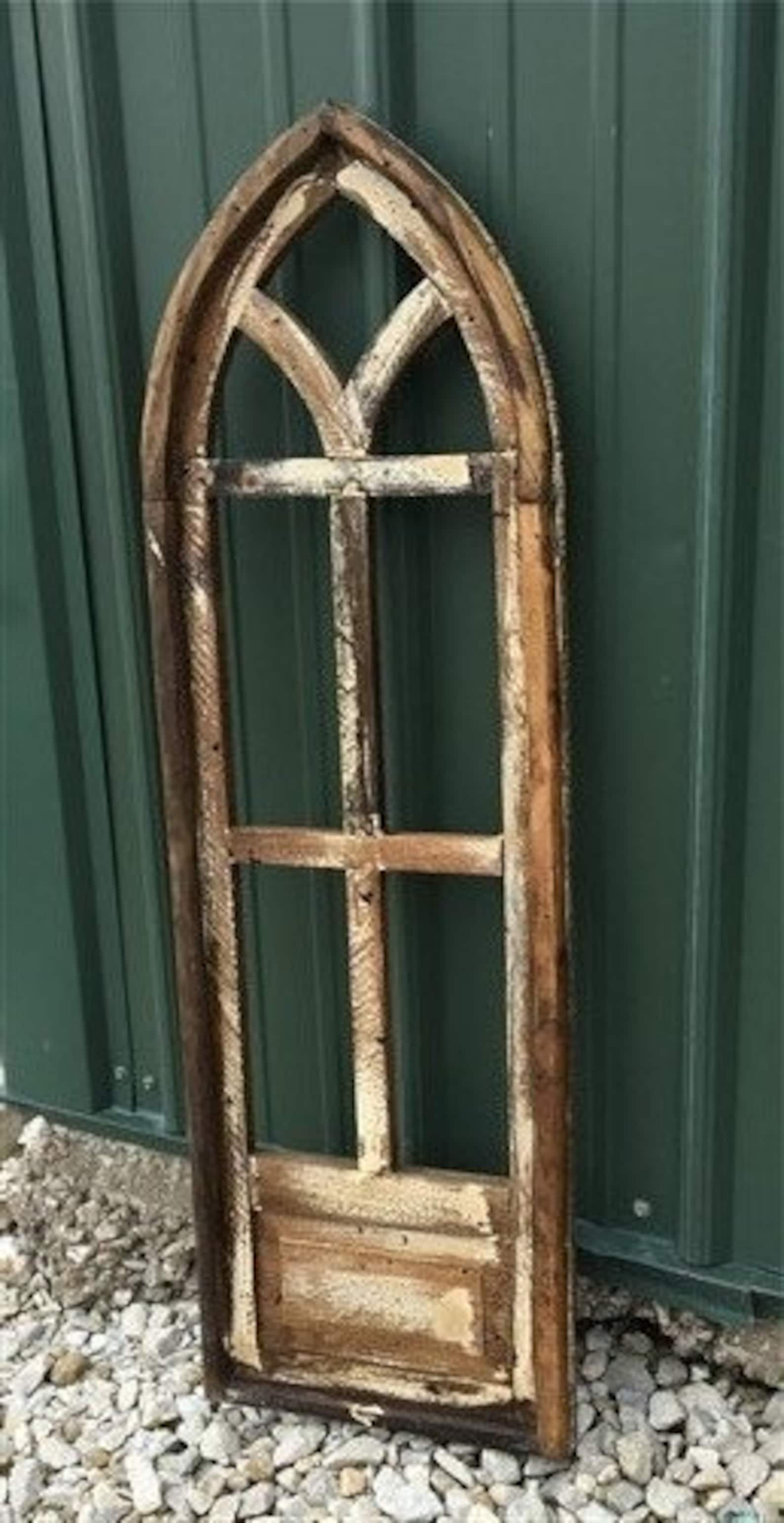 Dark Paneled American Gothic Style Wood Window Frame Arched - Etsy