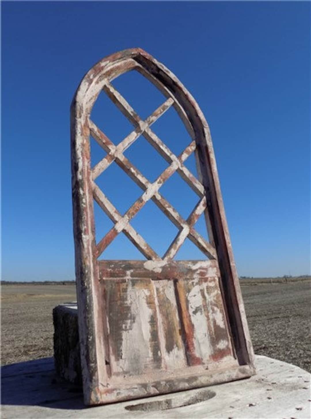 Pink Farmhouse Lattice Window, Arched Lattice Window Frame, Rustic Home ...