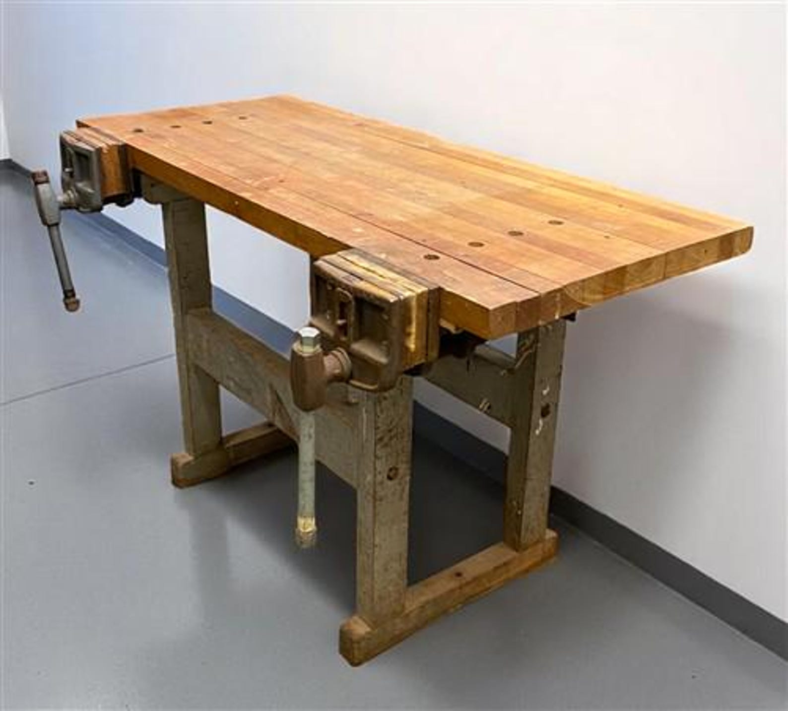 Vintage Rustic Work Table, Carpenter's Workbench, Woodworking Console ...