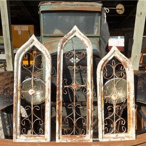 Set 3 Gothic Teardrop Window Frames, Achitectural Wood Metal Wall Decor ...