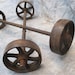 4 Factory Cart Wheels & 2 Axles Cast Iron Vintage Lineberry Industrial ...