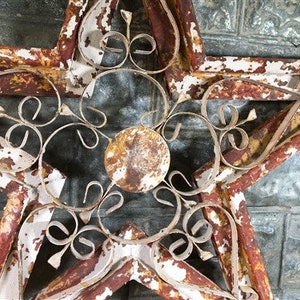 Large Star Architectural Wood Metal Window Frame, Rustic Distressed ...