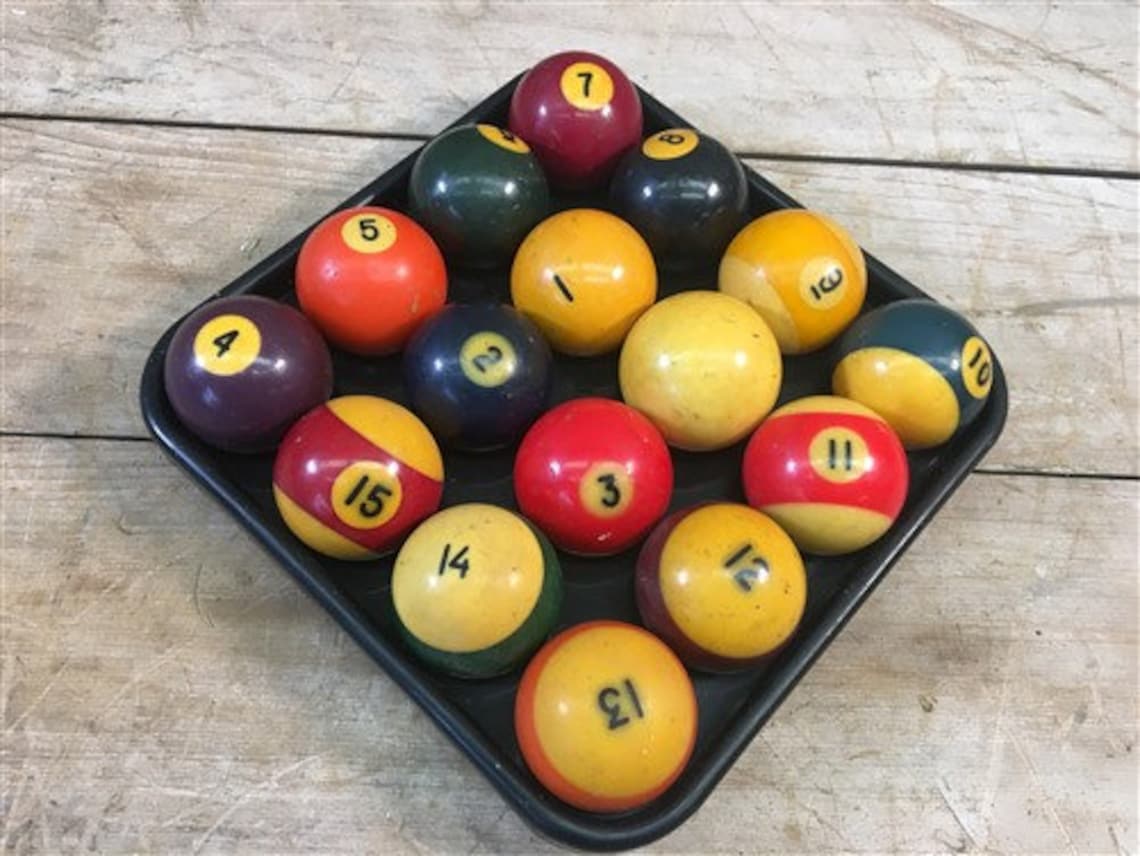 Billiard Pool Balls, Table Game Hall Balls, 2 1/4 Inch Stripes Solids ...