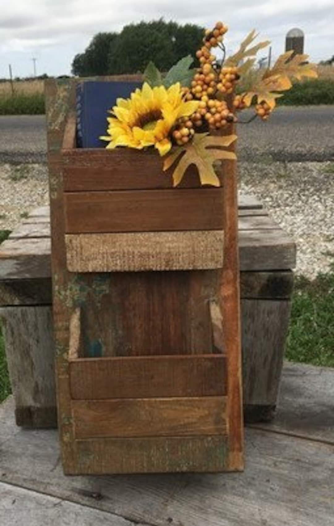 Wood Mail Letter Holder, Rustic Mail Sorter Organizer, Farmhouse Bill ...