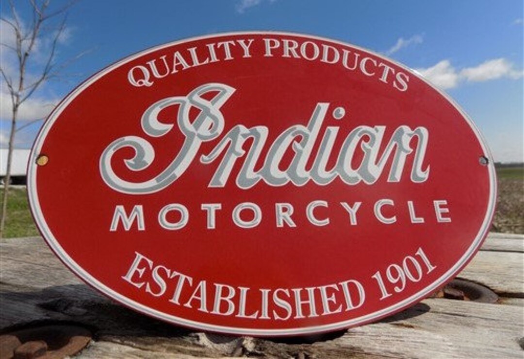 1901 Indian Motorcycle Sign, Metal Porcelain Advertising Sign ...