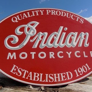 1901 Indian Motorcycle Sign, Metal Porcelain Advertising Sign ...